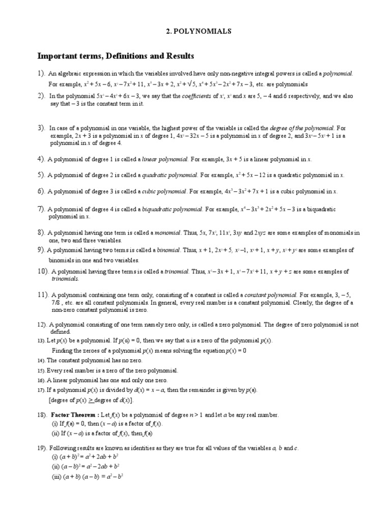 Polynomials | PDF | Polynomial | Applied Mathematics