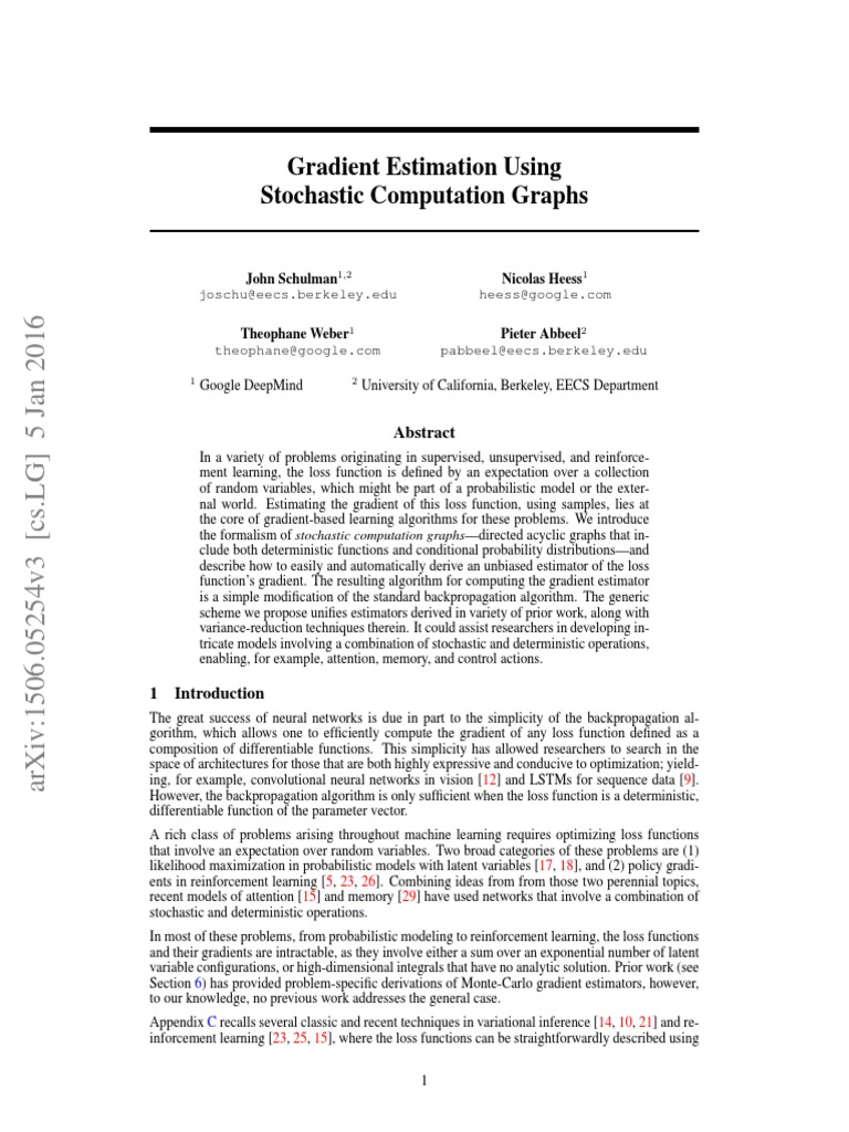 Gradient Estimation Using Stochastic Computation Graphs | PDF | Derivative | Artificial Neural ...