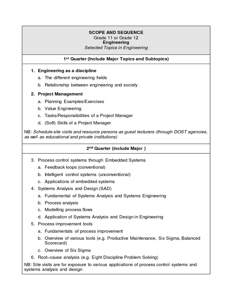 Scope and Sequence Engineering: Selected Topics in Engineering ...