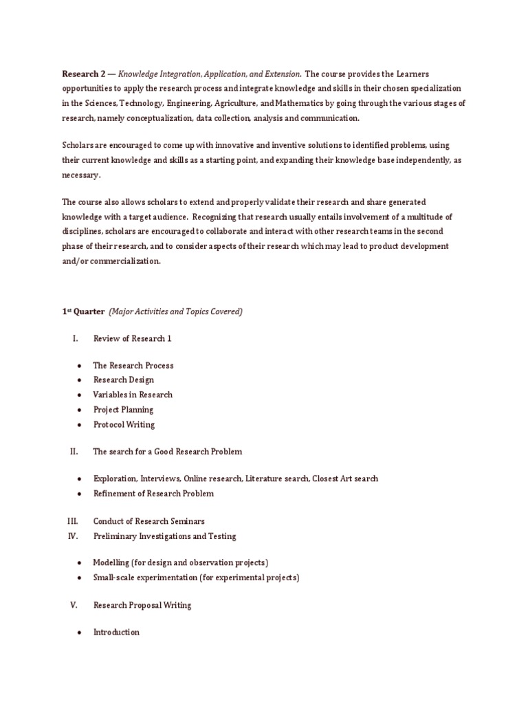 Research 2 - Knowledge Integration, Application, and Extension. The ...