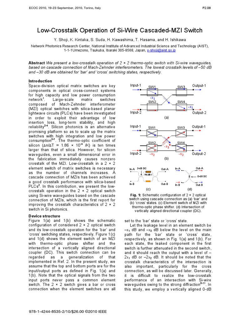 Low-Crosstalk Operation of Si-Wire Cascaded-MZI Switch | PDF | Decibel ...