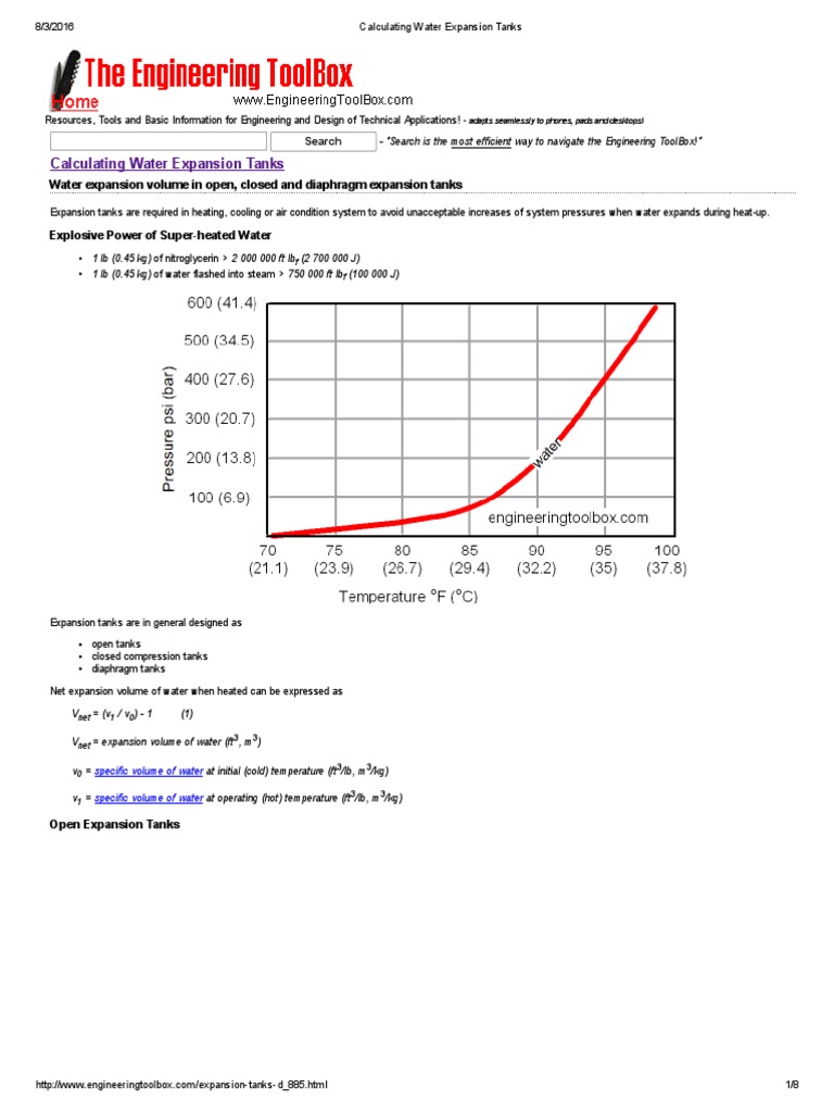 Calculating Water Expansion Tanks | PDF | Water Heating | Thermal Expansion