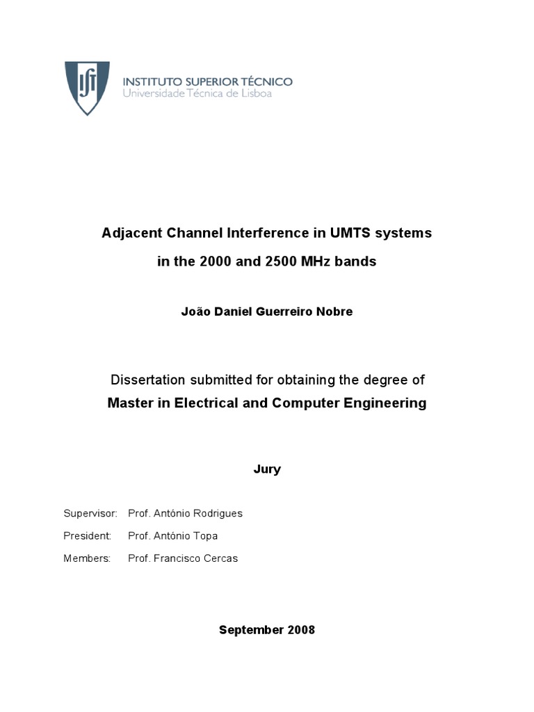Adjacent Channel Interference in Umts Systems in The 2000 and 2500 MHZ ...
