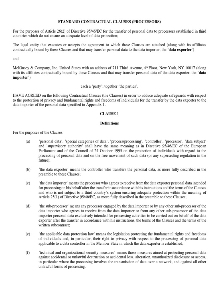 Standard Contract Clauses PDF | PDF | Information Privacy | Virtue