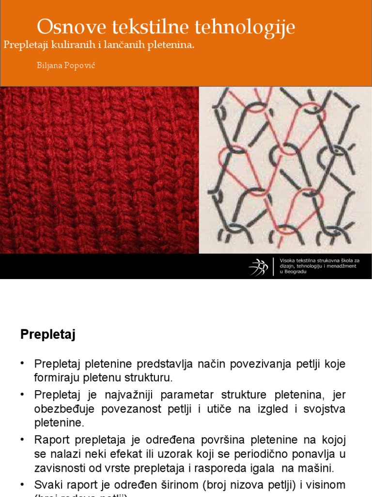 Osnove Tekstilne Tehnologije, Prezentacija 8 | PDF