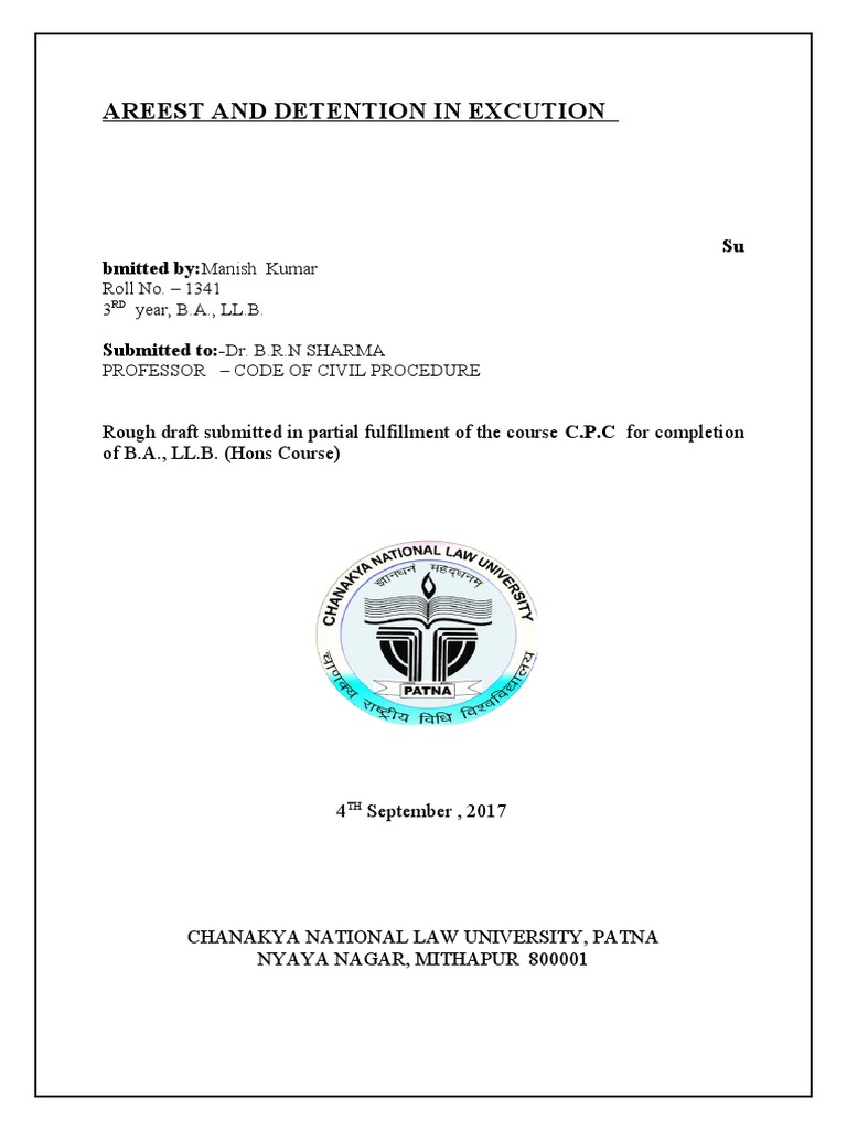 AREEST AND DETENTION IN Excution Rough Draft | PDF | Arrest | Detention ...