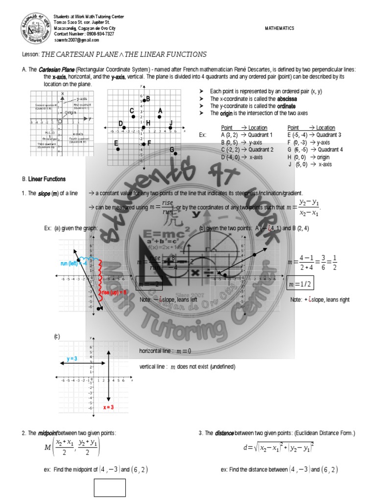 Cartesian Plane Linear Func | PDF | Cartesian Coordinate System ...