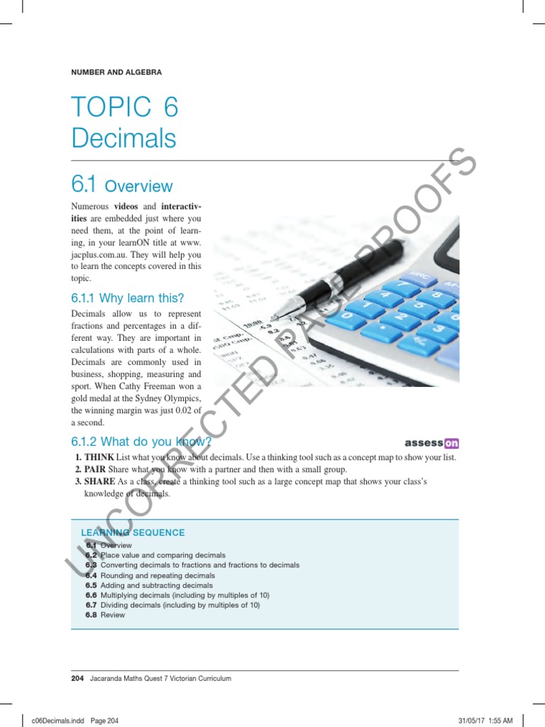 Proofs: Topic 6 Decimals | PDF | Decimal | Fraction (Mathematics)