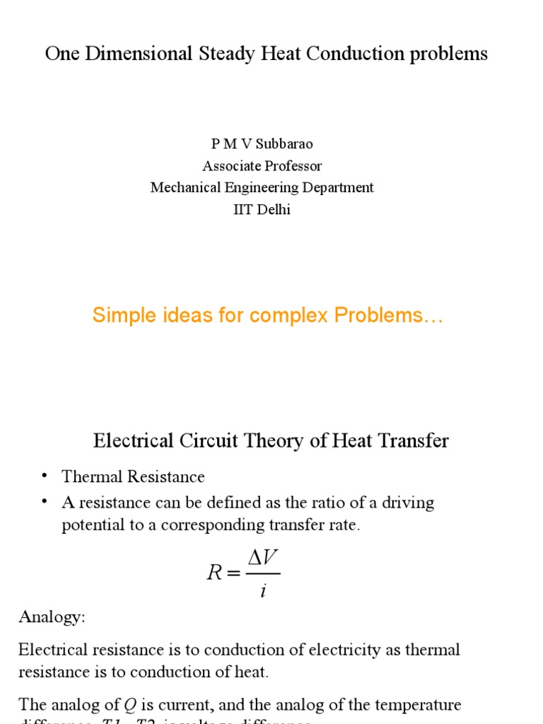 One Dimensional Steady Heat Conduction Problems: Simple Ideas For Complex Problems | PDF ...