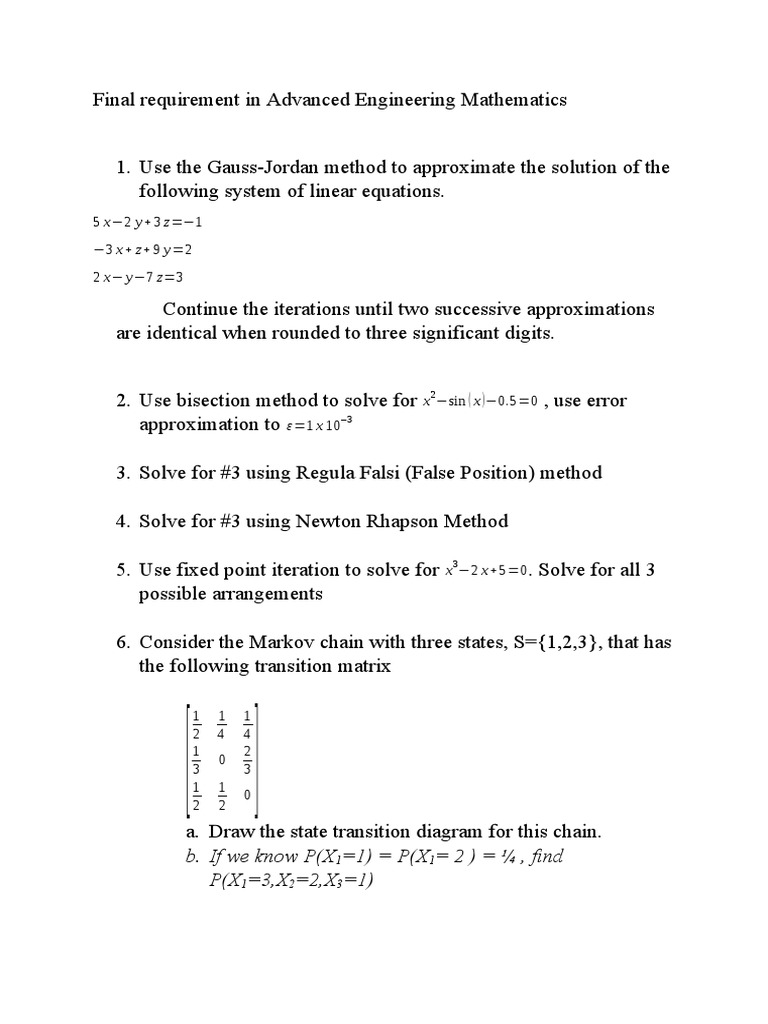 Final Requirement in Advanced Engineering Mathematics | PDF