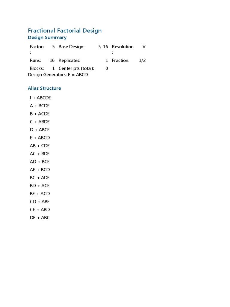 Fractional Factorial Design Overview | PDF | Teaching Methods ...
