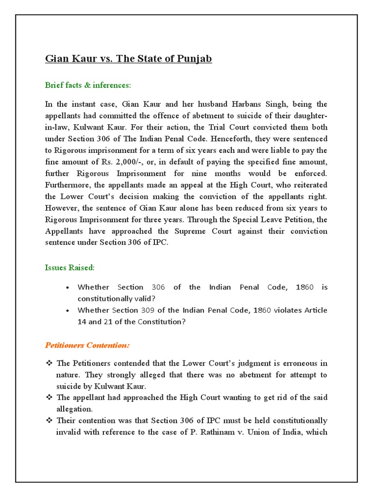 Gian Kaur V State of PB | PDF | Judiciaries | Legal Procedure