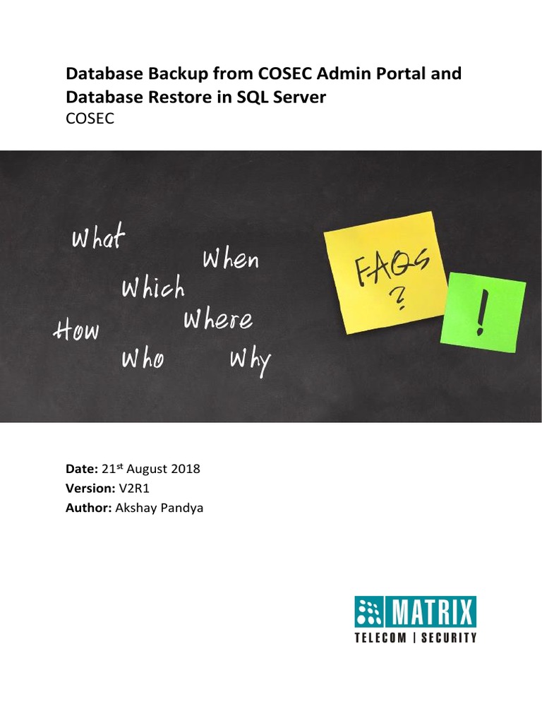 Database Backup From COSEC Admin Portal and Database Restore in SQL Server | PDF | Backup ...