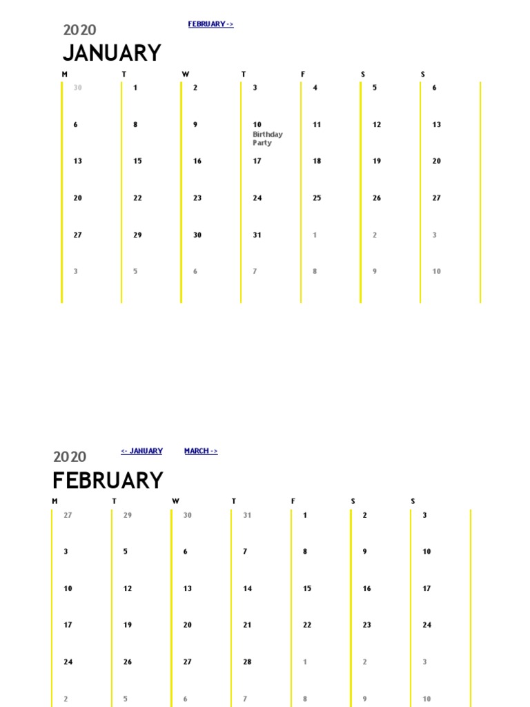 12-Month Calendar - Plan | PDF