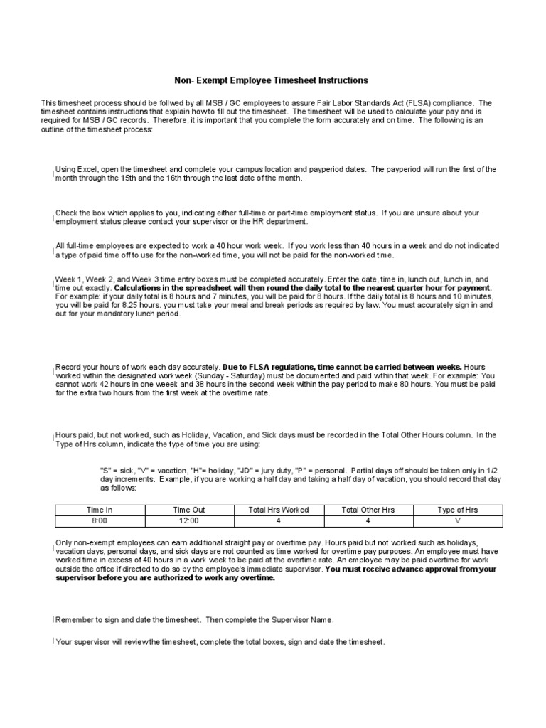 Guiding Non-Exempt Employees: A Comprehensive Guide to Proper Timesheet ...