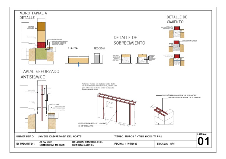 Muro Tapial Detalles | PDF | Fundación (Ingeniería) | Elementos ...