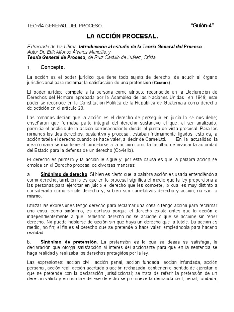 La Acción Procesal G-4 | PDF | Jurisdicción | Ley procesal