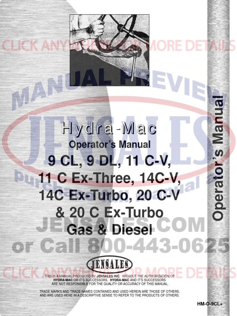 Hydra Mac Skid Steer Loader Operators Manual | PDF | Valve | Loader ...