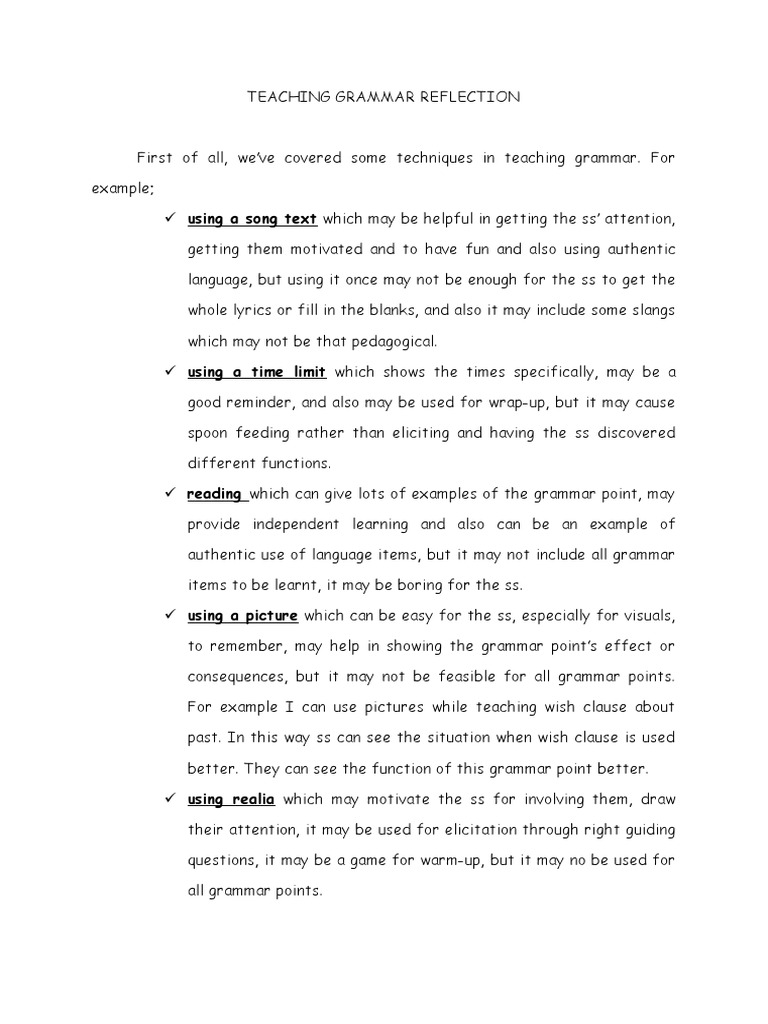 Grammar Reflection | PDF | Human Communication | Communication