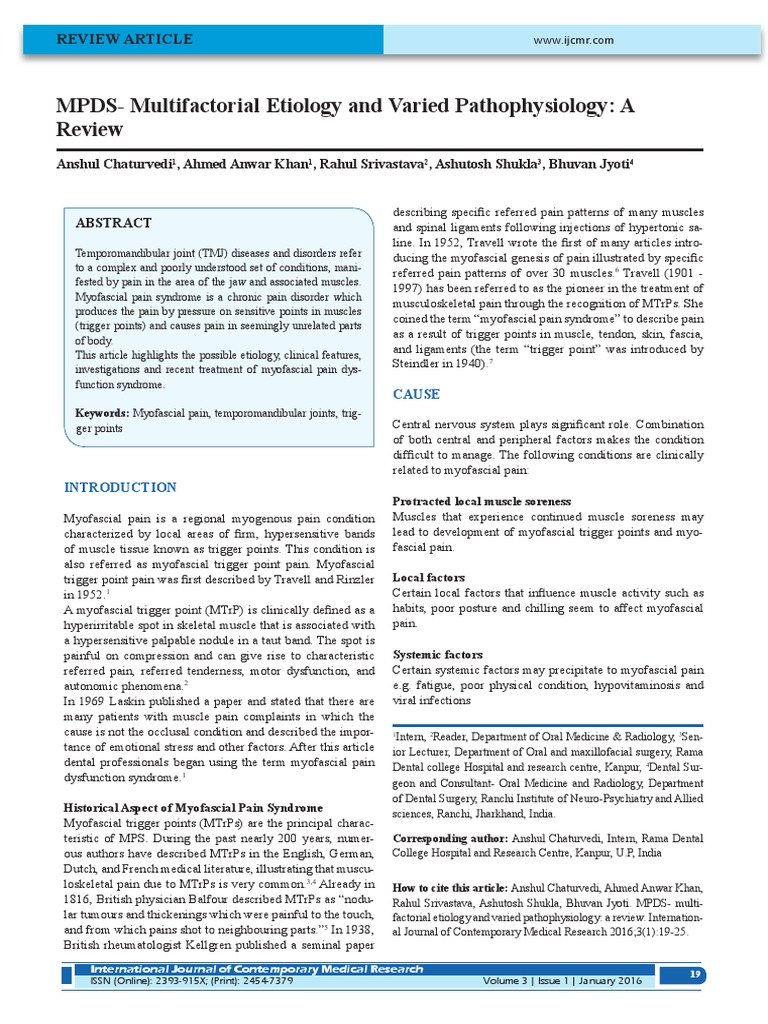 MPDS: Etiology and Treatment Overview | PDF | Myofascial Trigger Point ...