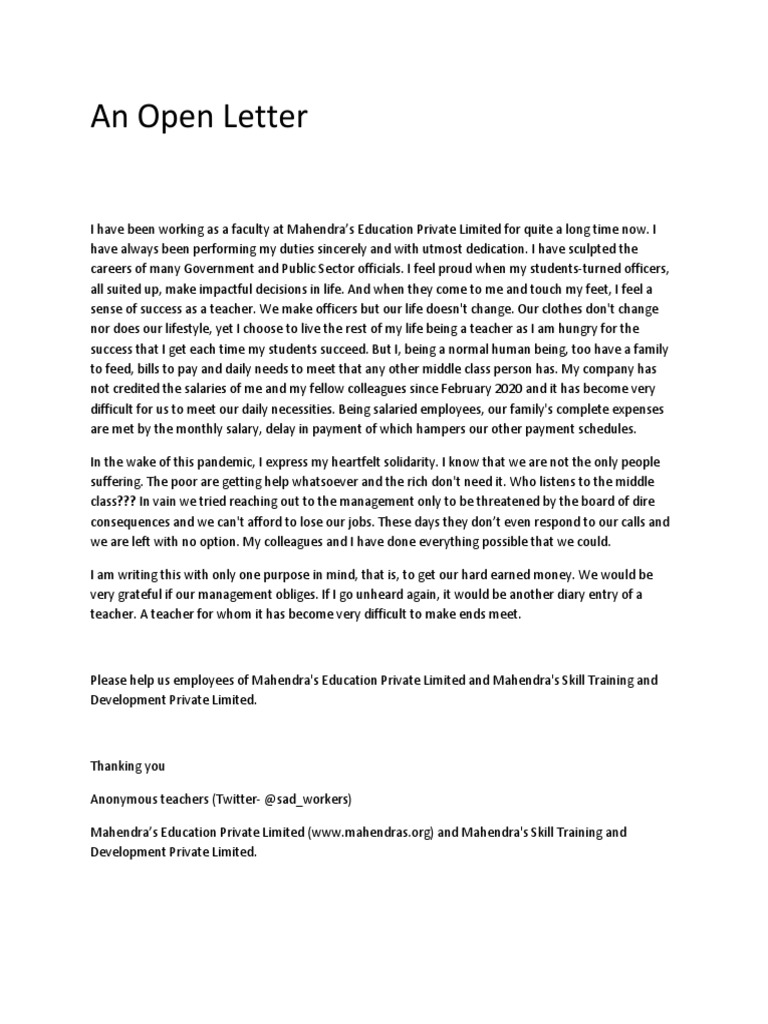 An Open Letter | PDF | Business