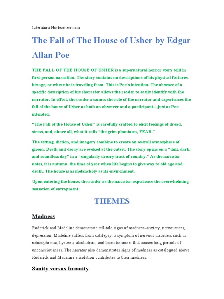 The Fall of The House of Usher Analysis | PDF | Narration