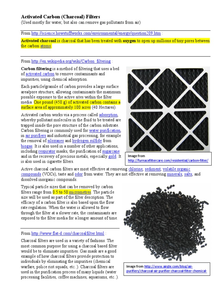 Activated Carbon (Charcoal) Filters | PDF | Physical Sciences | Materials