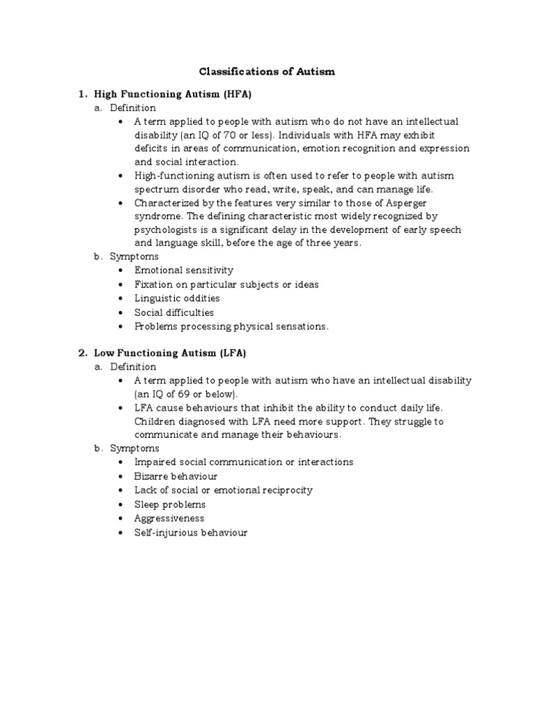 Classifications of Autism | PDF | Autism | Autism Spectrum