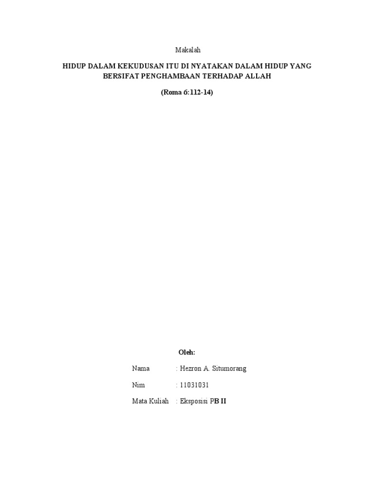 Makalah Kekudusan | PDF