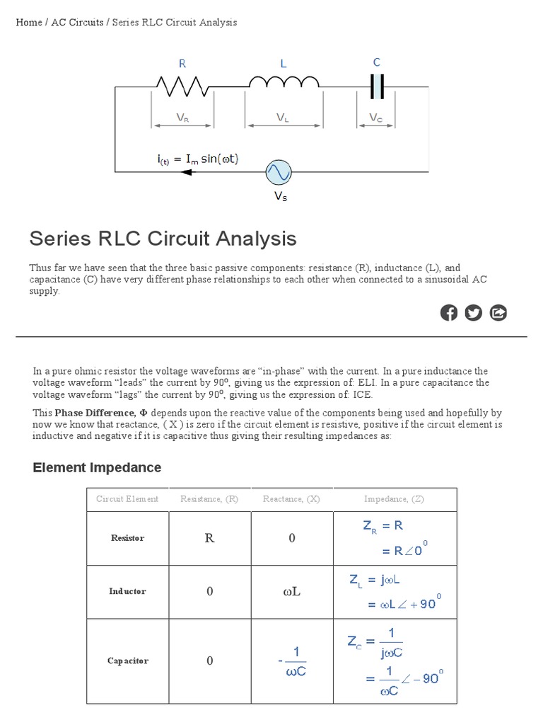 Series RLC Circuit and RLC Series Circuit Analysis | PDF | Electrical ...