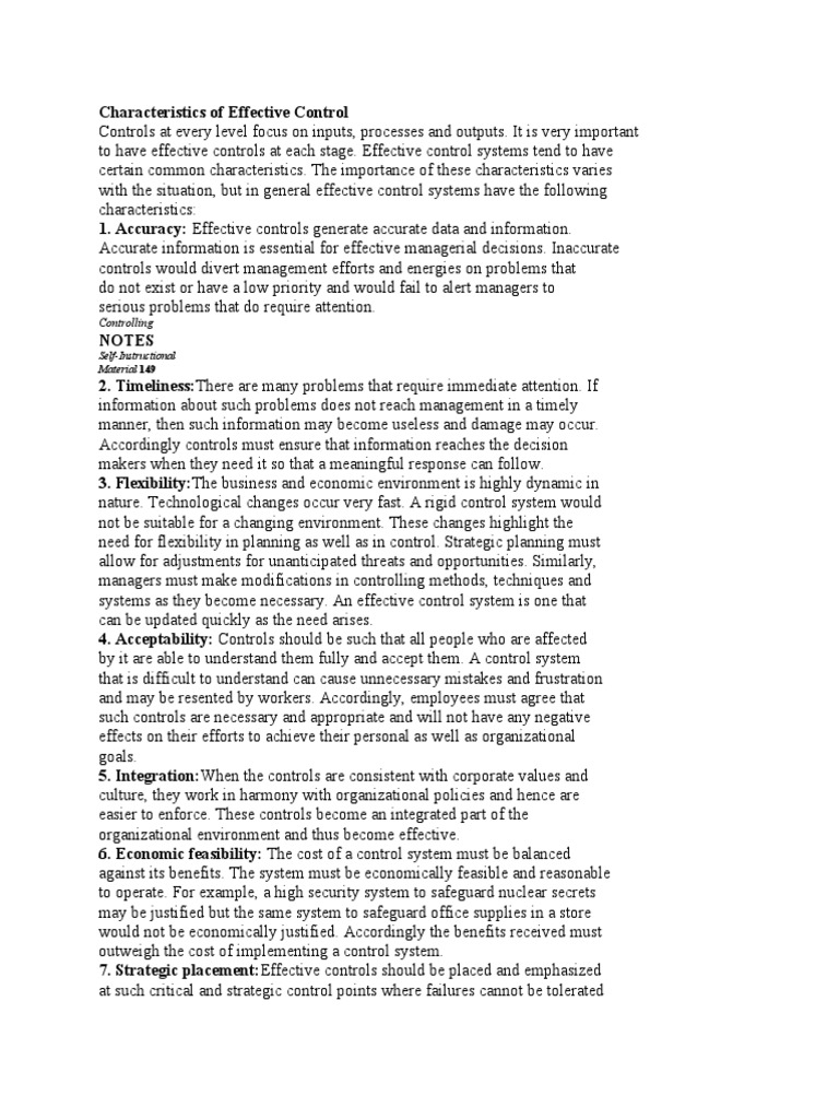 Characteristics of Effective Control 26 | PDF | Inventory | Information