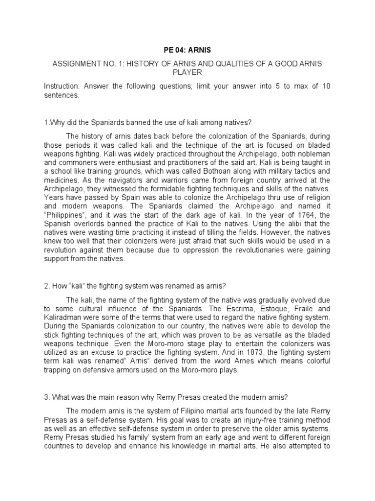 Arnis-Definition and History | Download Free PDF | Philippines | Combat ...