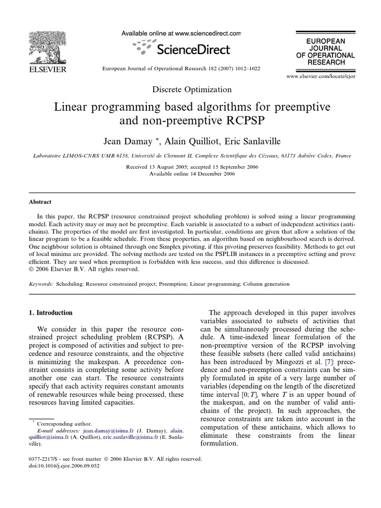 Linear Programming Based Algorithms For Preemptive and Non-Preemptive ...