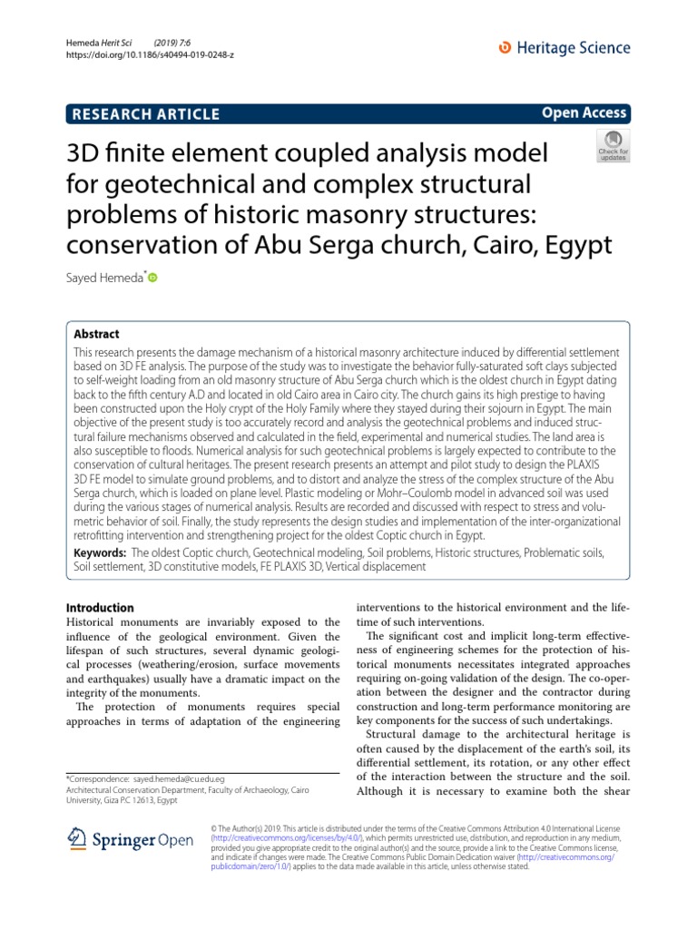 3d Finite Element Coupled Analysis Model For Geote Pdf Strength Of