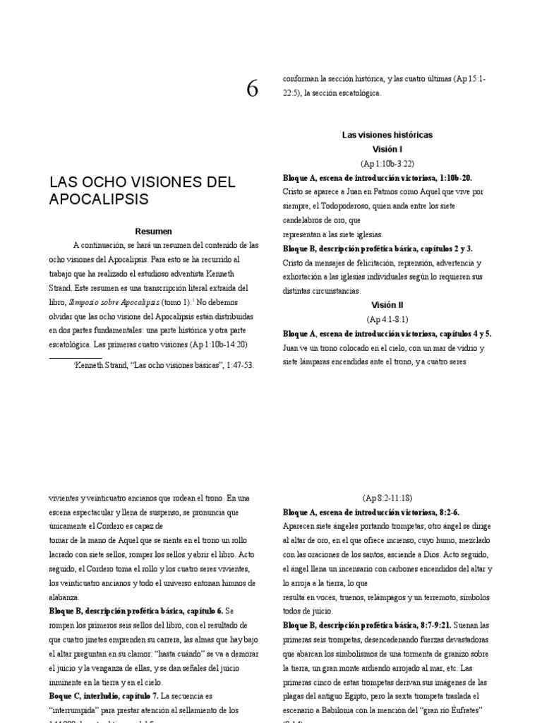 Las 8 Visiones Básicas, Resumen | PDF | Libro de revelación | Escatología