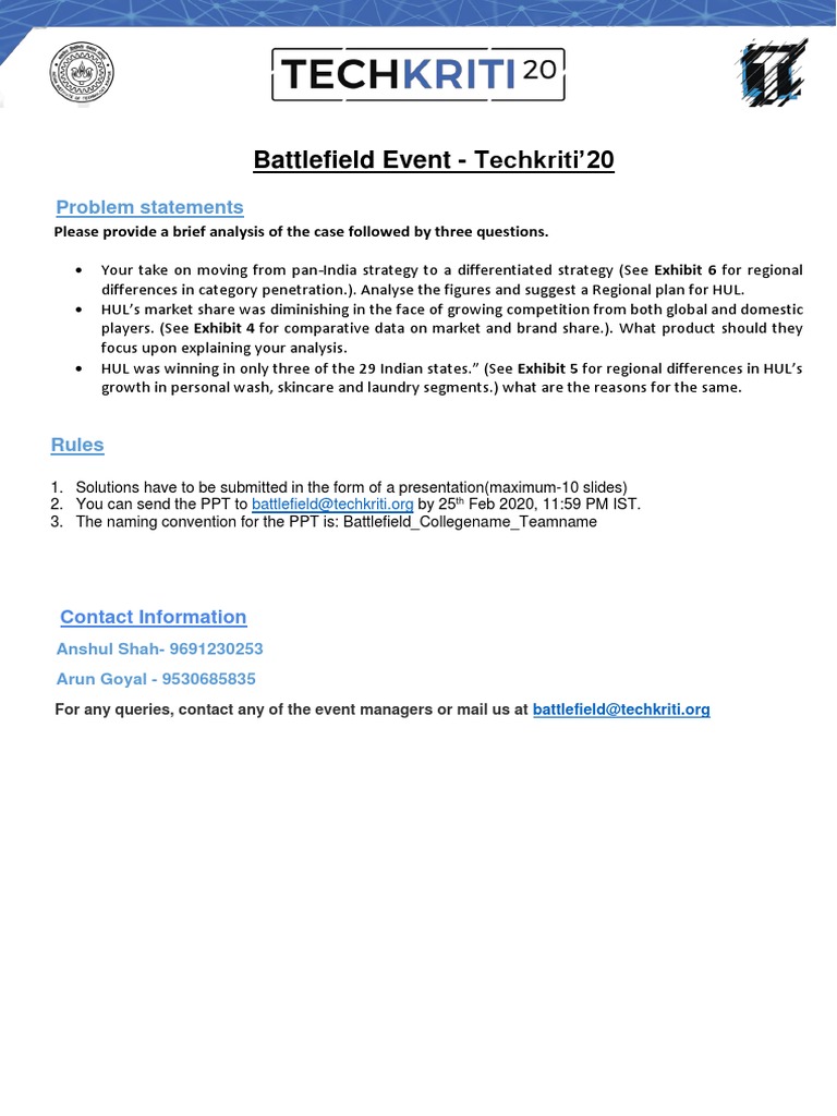 Battlefield Event - Techkriti'20: Problem Statements | PDF | Business | Finance & Money Management