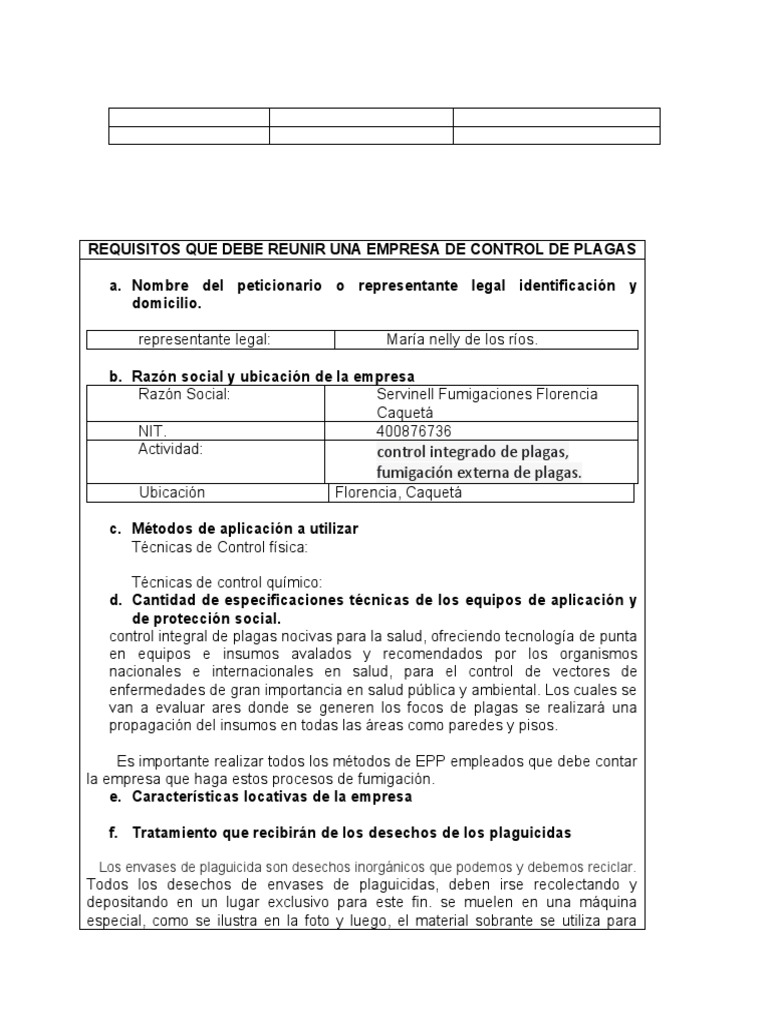 Programa de Control de Plagas y Vectores | PDF | Pesticida | Plaga ...