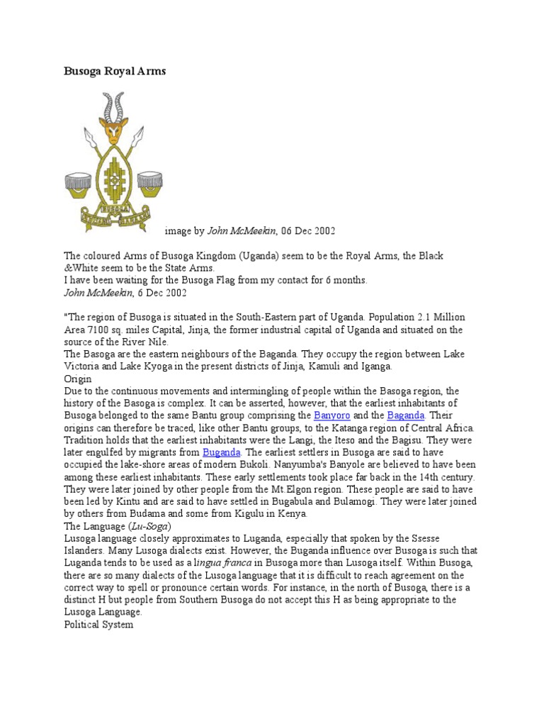 Busoga Royal Arms | Download Free PDF | Uganda | Ethnicity