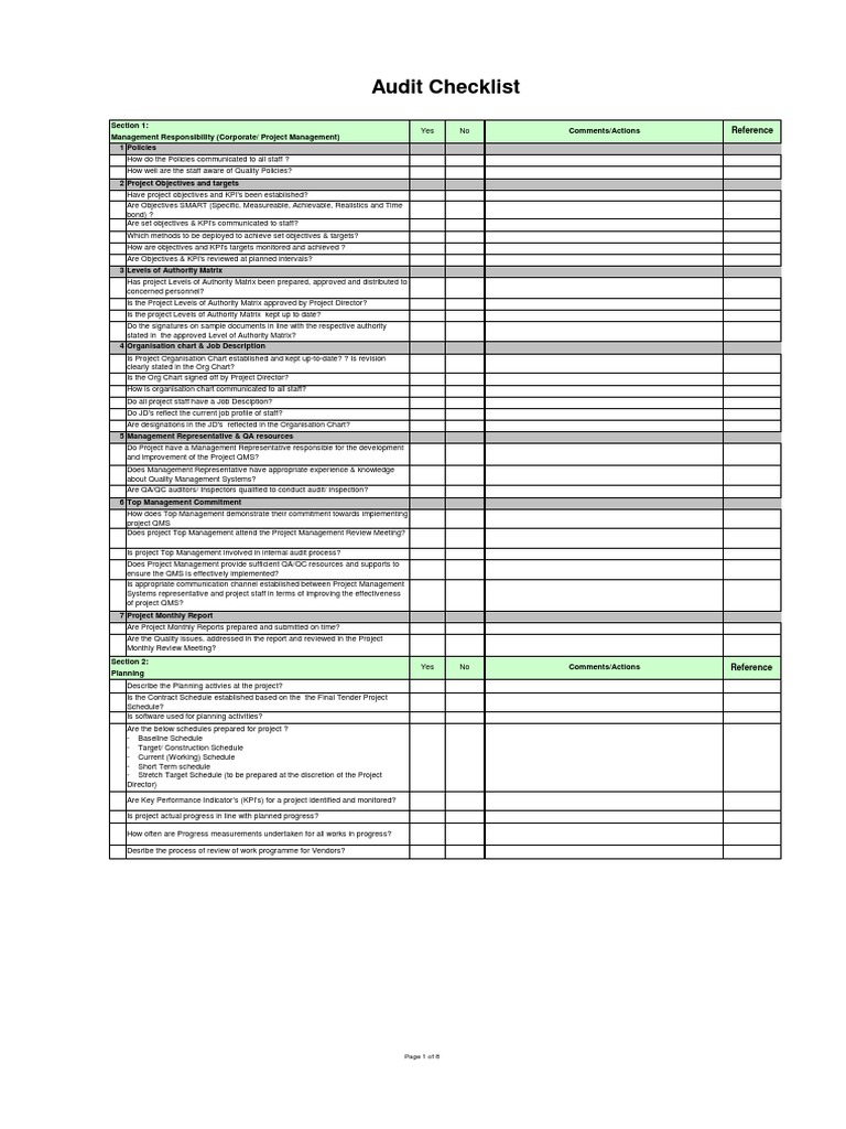 Audit Checklist - System | PDF | Audit | Project Management