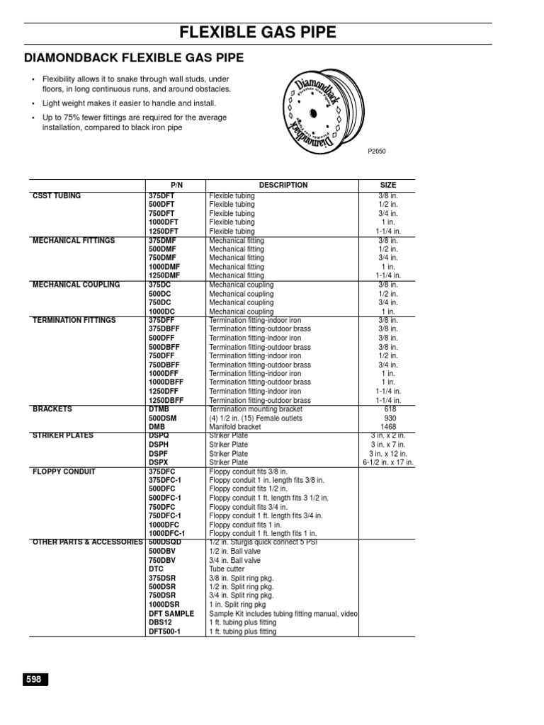 Diamondback Flexible Gas Pipe | PDF | Pipe (Fluid Conveyance) | Equipment