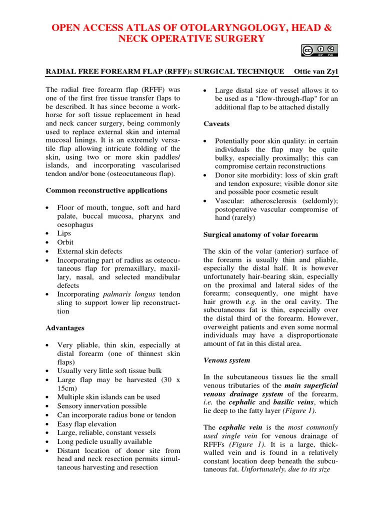 Radial Free Forearm Flap - RFFF - Surgical Technique | PDF