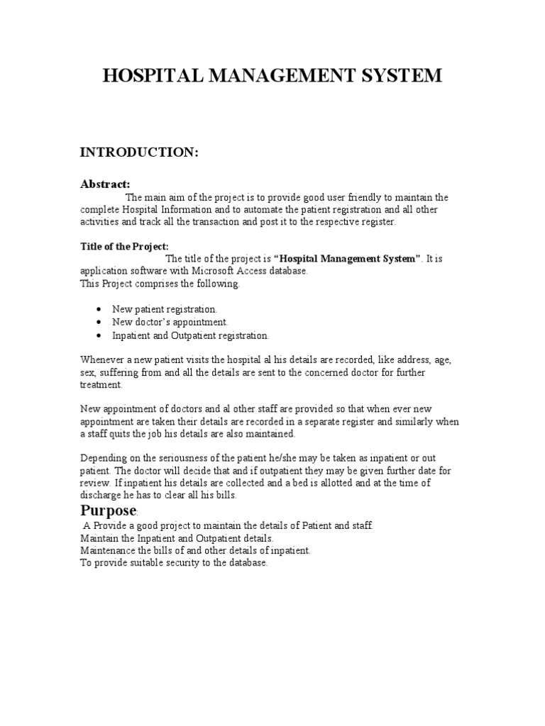 Hospital Management System | PDF | Feasibility Study | Patient