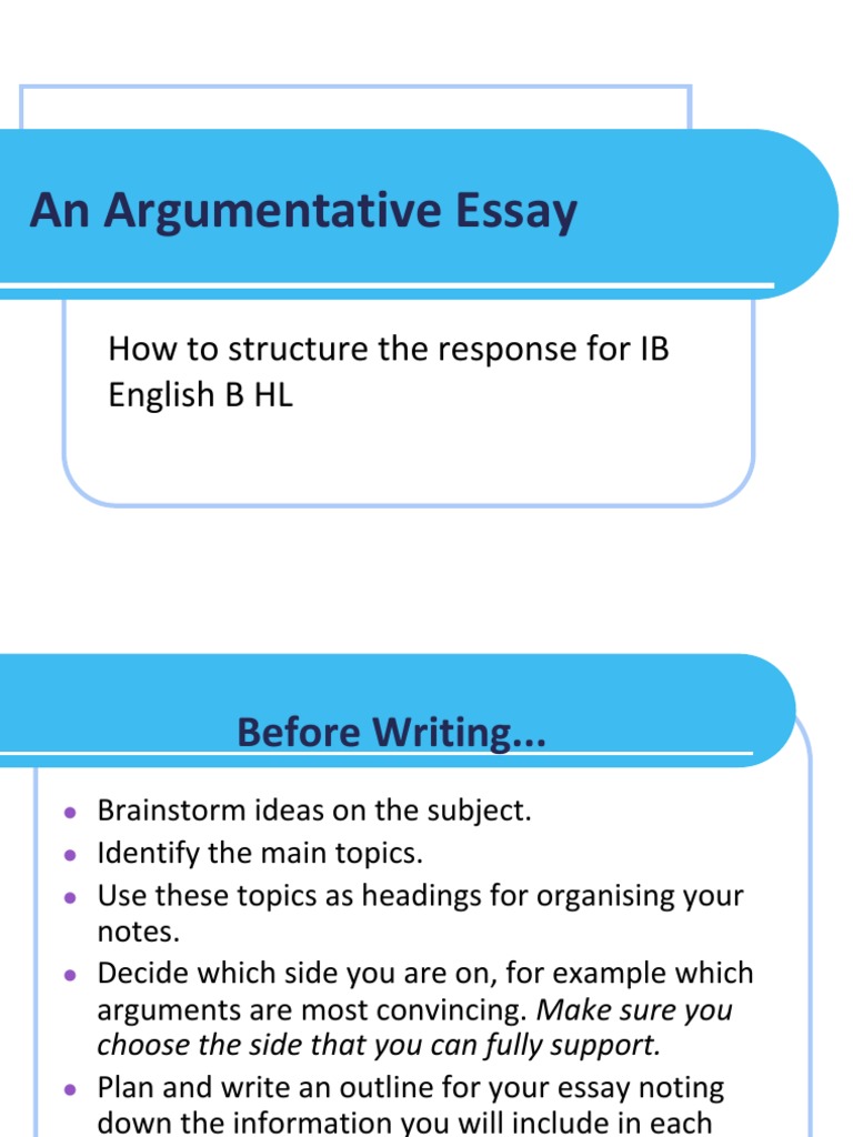 An Argumentative Essay: How To Structure The Response For IB English B ...