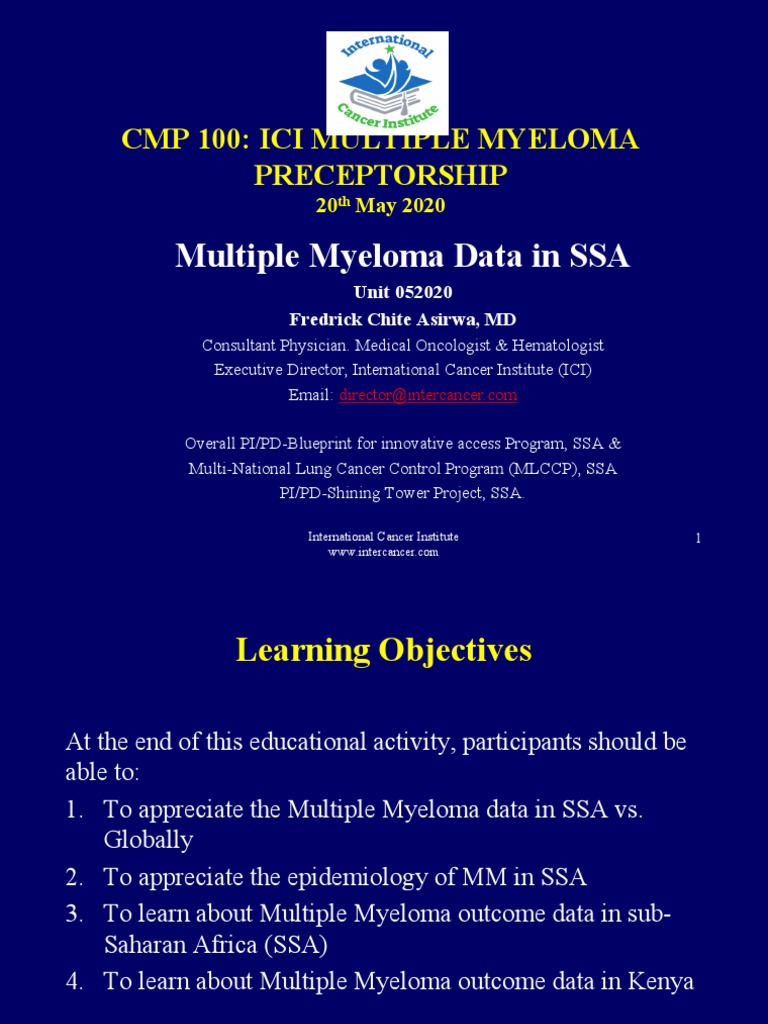 CMP100 Chite DataKenyaSSA05202020 PDF | PDF | Multiple Myeloma ...