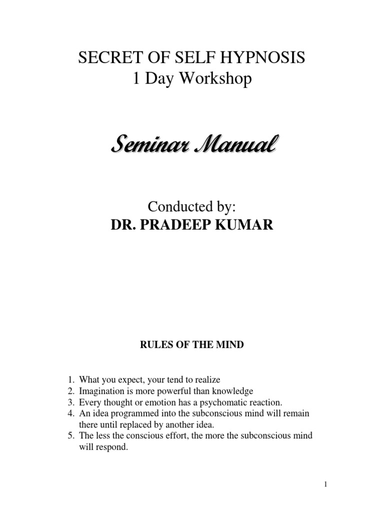 Self Hypnosis | PDF | Hypnosis | Sleep