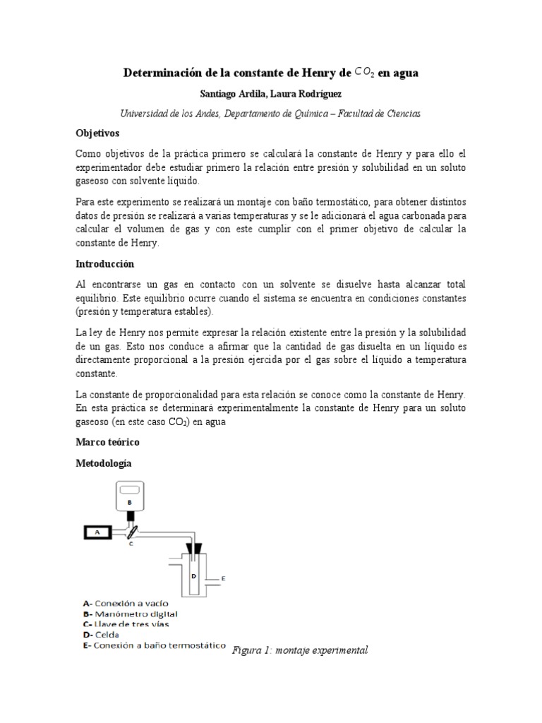 Determinación de La Constante de Henry de CO2 en Agua | PDF