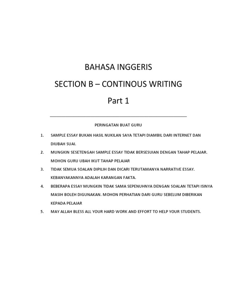 Himpunan Contoh Karangan BI Bahagian 1 SPM | PDF | Forgiveness | Online ...