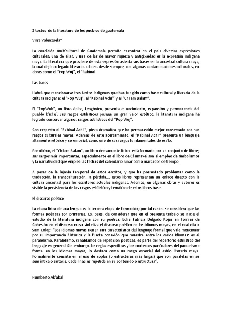 Textos - Literarios de los-Pueblos-de-Guatemala | PDF | Poesía ...