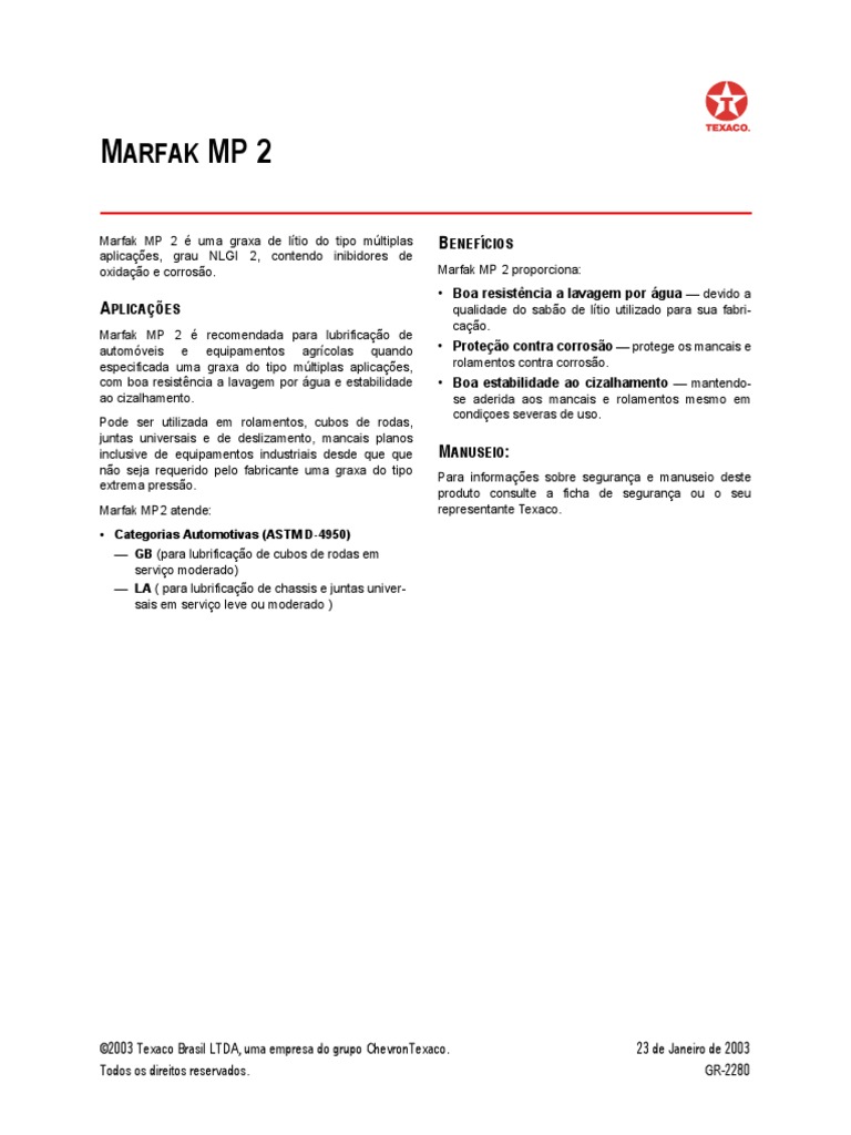 Fispq Marfak MP2 | PDF | Lítio | Materiais
