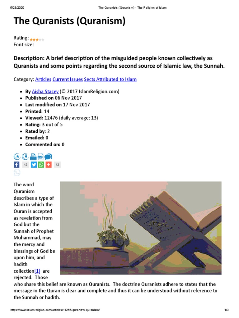 The Quranists (Quranism) - The Religion of Islam | PDF | Hadith | Muhammad